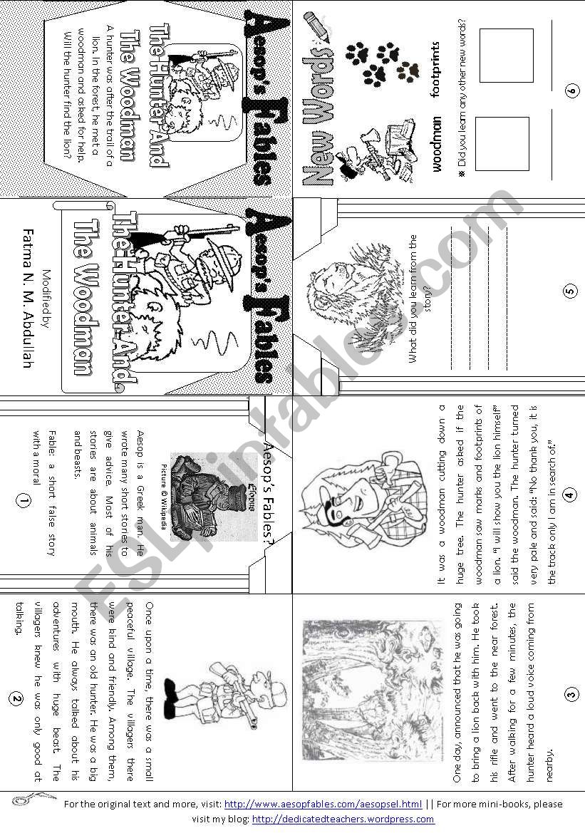 Aesop´s Fables: The Hunter and the Woodman [ Mini-book ] - ESL ...